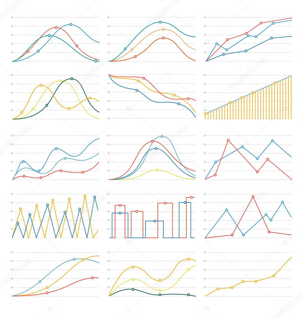 Set of flat linear graph and chart Stock Vector by ©sherishe 100514136