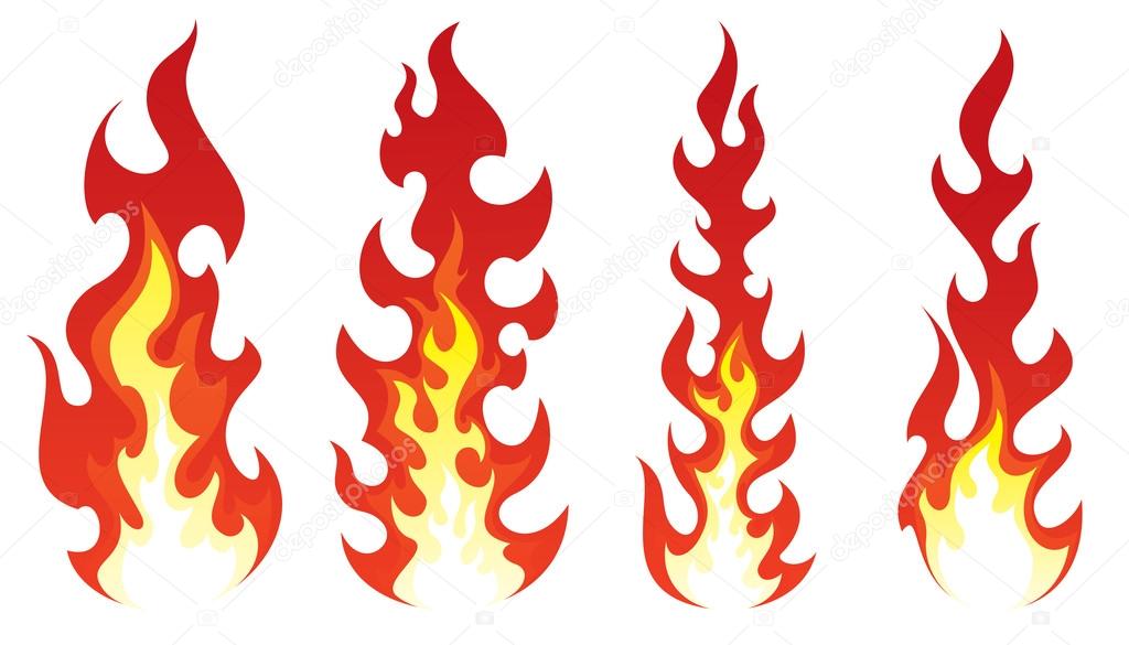 Set of Stylized fire on white background Stock Vector Image by ...