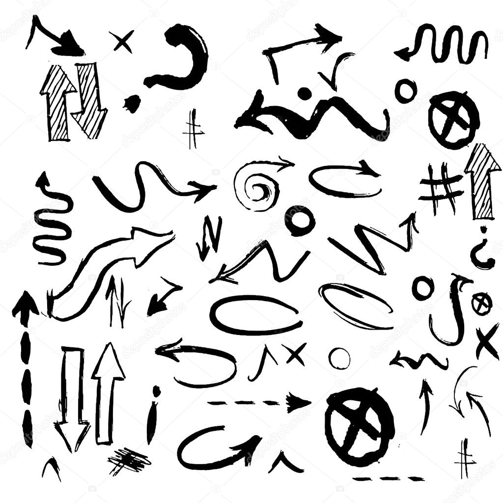 Juego De Flechas Dibujadas A Mano Vector Gráfico Vectorial