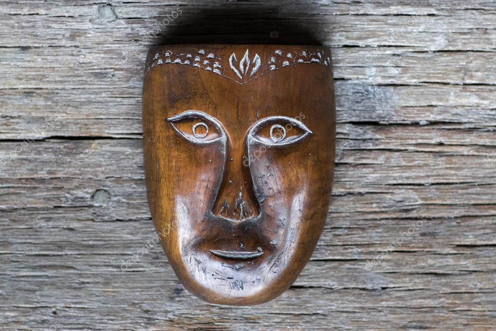 Old handmade wooden mask — Stock Photo © olegbreslavtsev #104820678