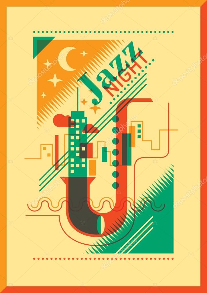 Jazz night poster design. — Stock Vector © Rakavaja #113268006