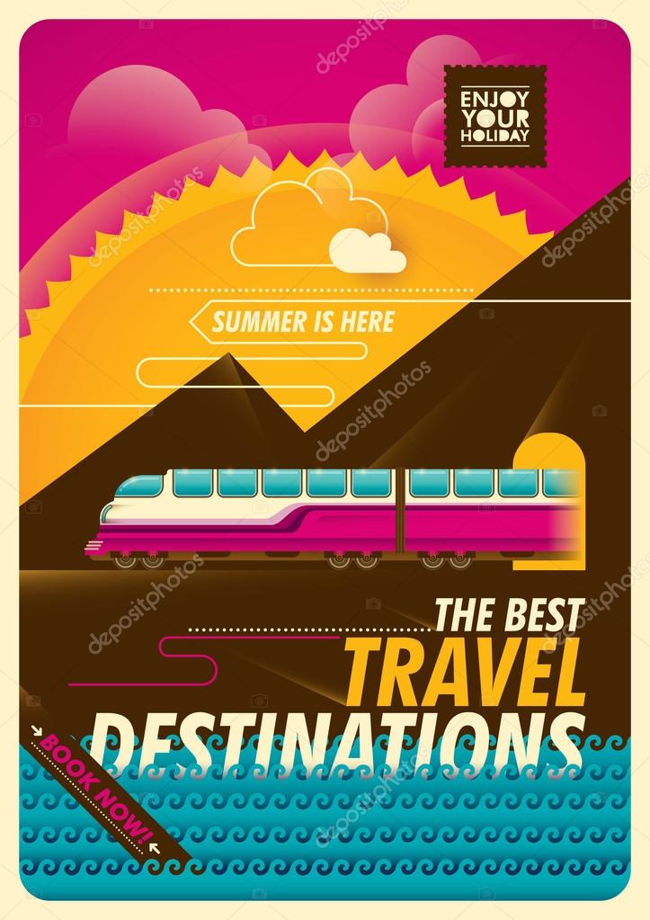 Traveling illustration with train. Stock Vector Image by ©Rakavaja ...