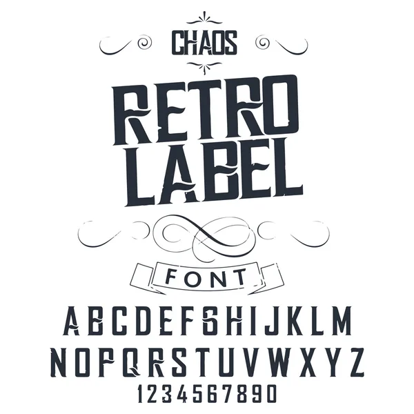 Vintage label font and sample label design with decoration and ribbon ... Vintage label font and sample label design with decoration and ribbon ...