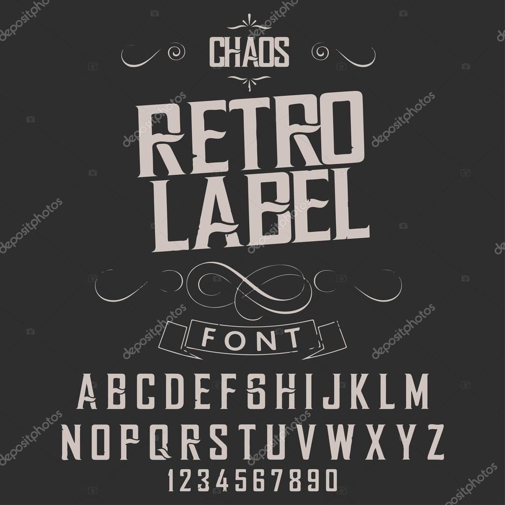 Vintage label font and sample label design with decoration and ribbon ... Vintage label font and sample label design with decoration and ribbon ...