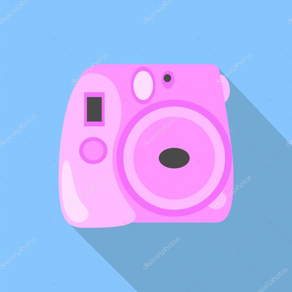 Pink camera flat style vector illustration, instant camera illustration ... Pink camera flat style vector illustration, instant camera illustration ...