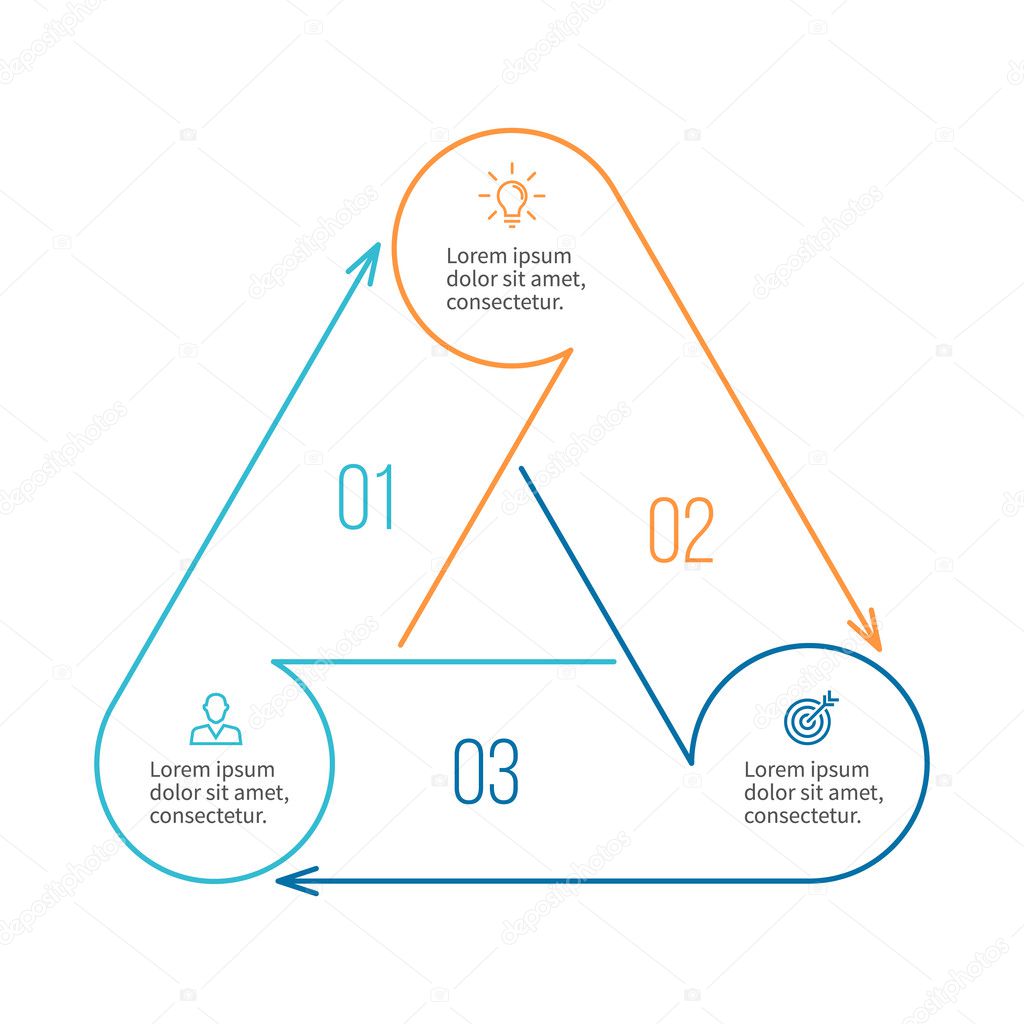 Triángulo para infografías. Cuadro minimalista, diagrama con 3 pasos ...