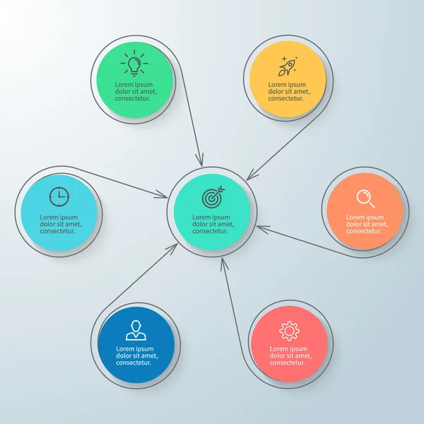 Circular infographic with central element. Minimalistic diagram. Stock ...