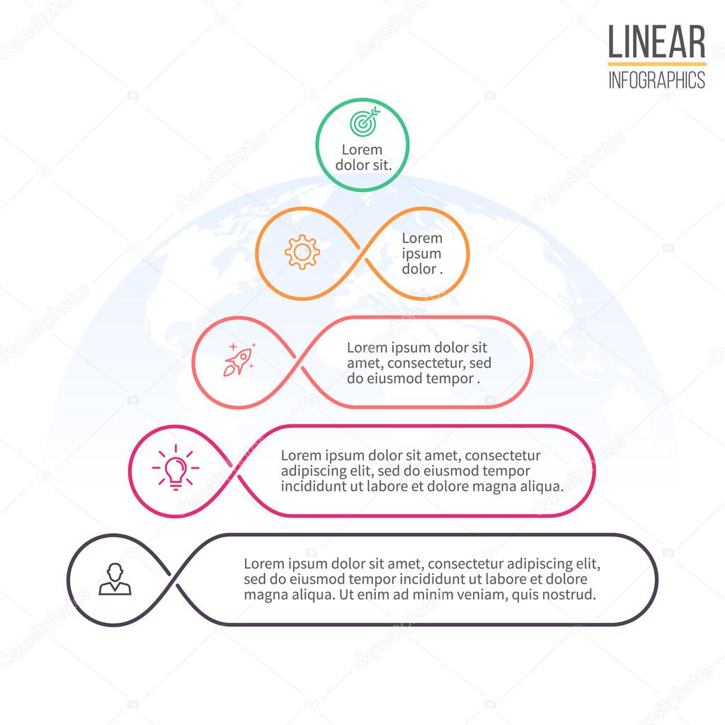 Piramida untuk infografis. Diagram bisnis, bagan dengan 5 opsi . Vektor ...