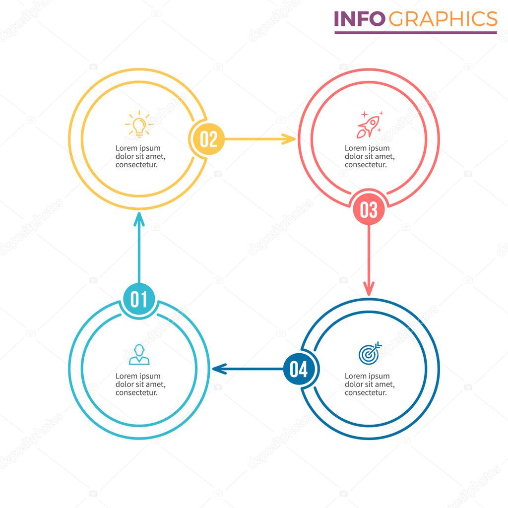 Linear infographics. Minimalistic chart, diagram with 4 steps. Stock ...