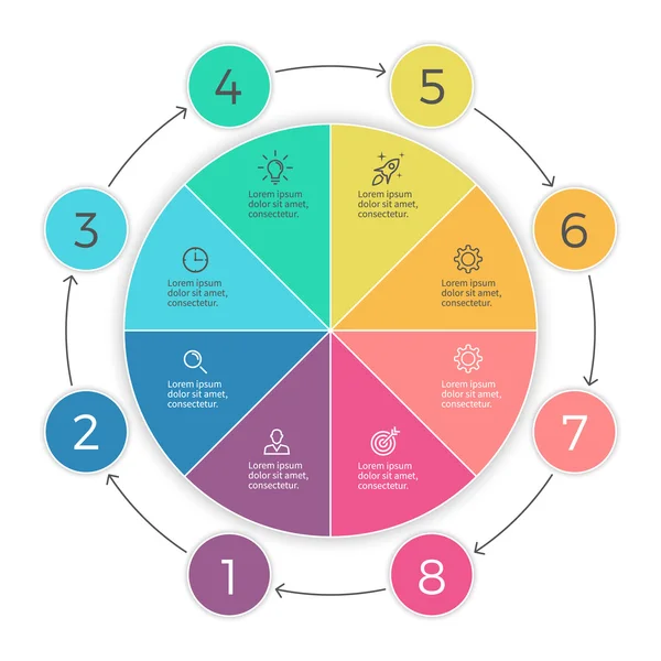 Pyramid for infographics. Vector chart, diagram with 8 steps, options ...