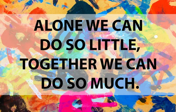 Teamwork quote concept on colorful hand background - Stock Image ...