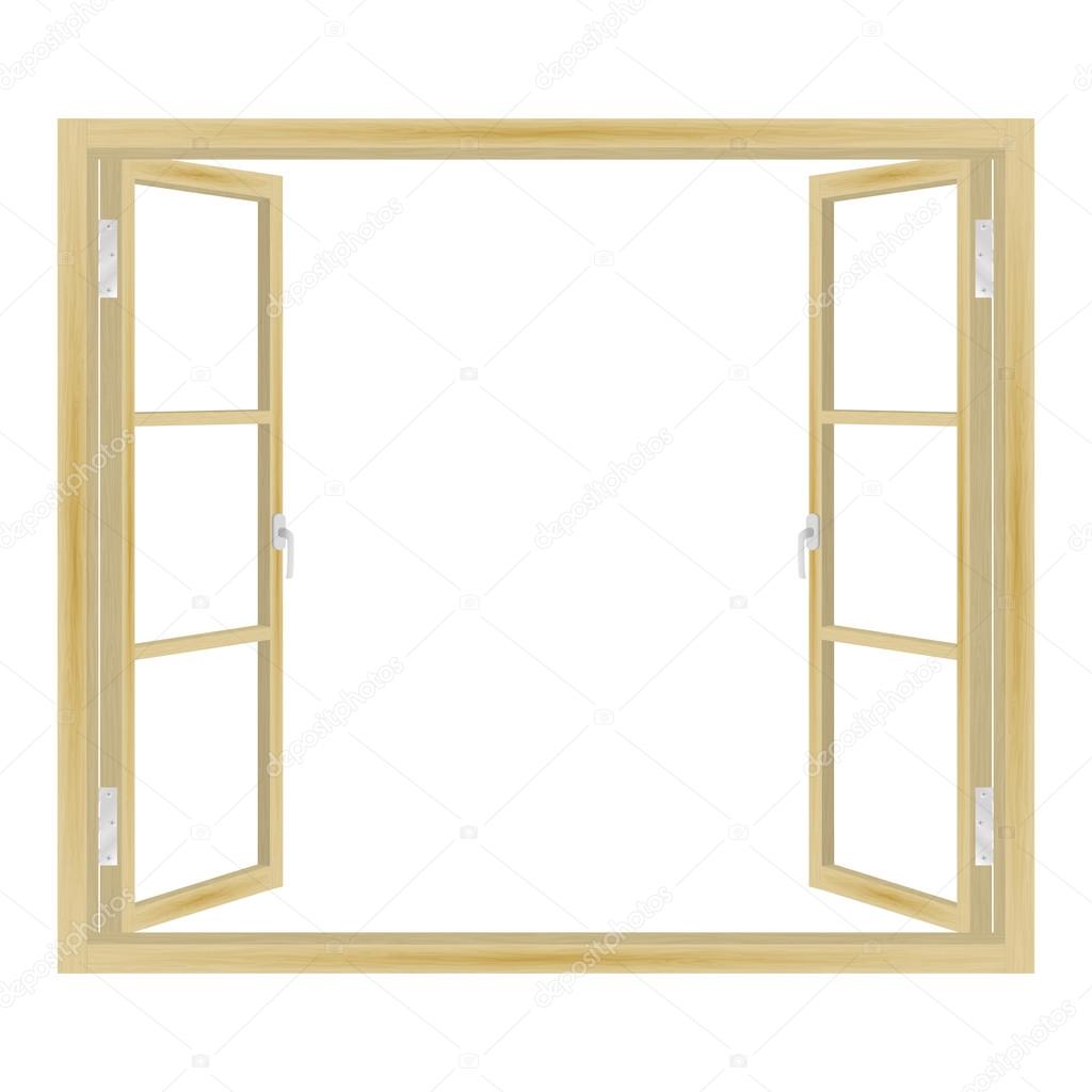 Vector illustration of open wooden window Stock Vector Image by ...