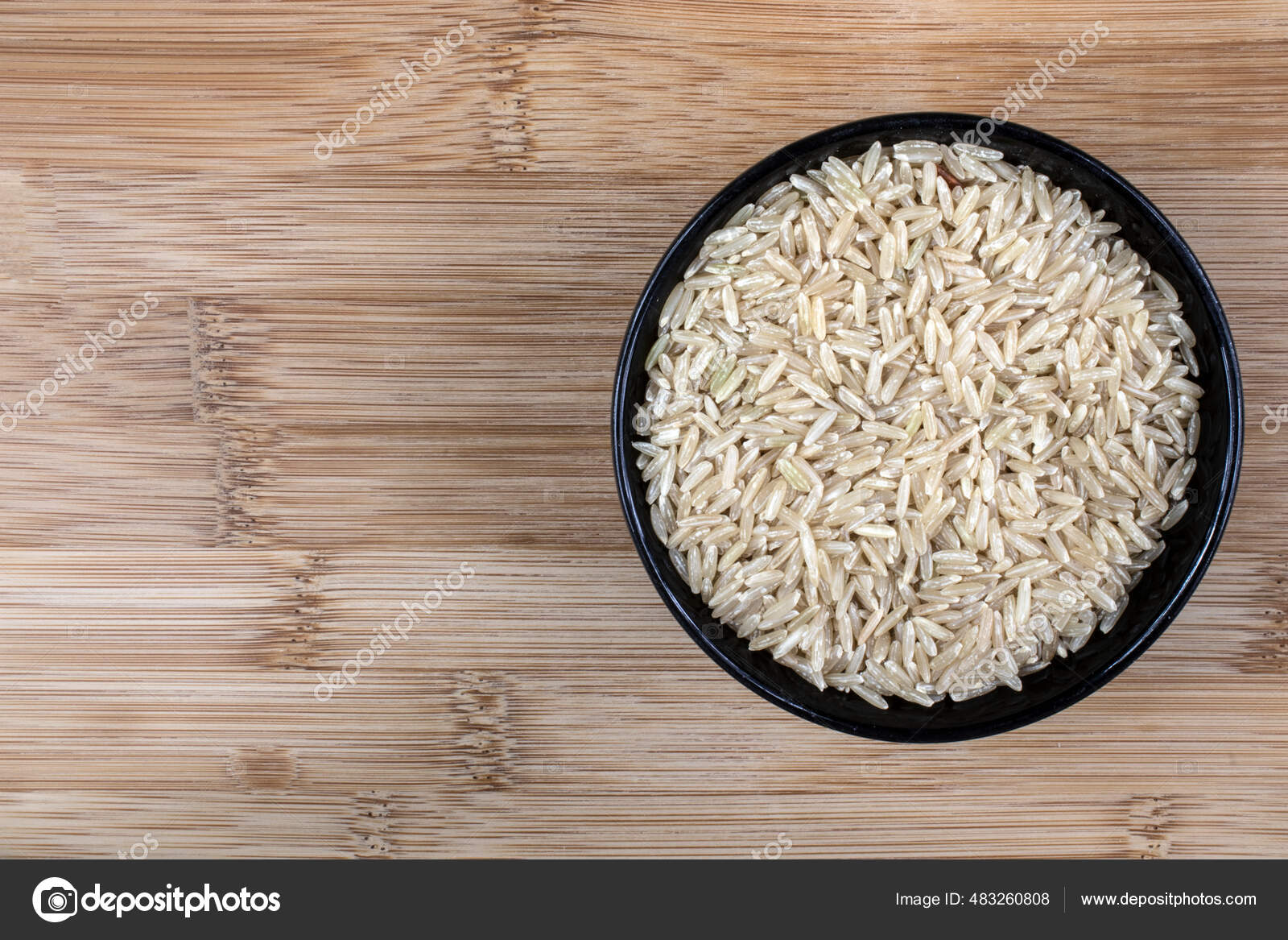 Top View Integral Rice Glass Bowl Isolated Wooden Table Brazil Stock ...