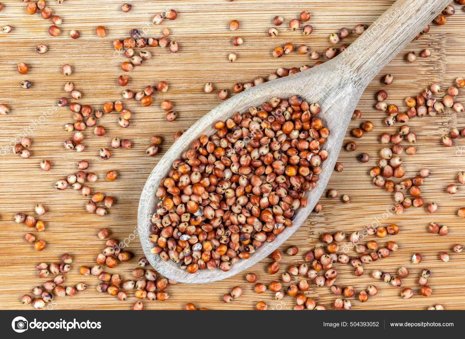 Red Sorghum Sorghum Bicolor Seeds Wooden Background Photo Produced ...