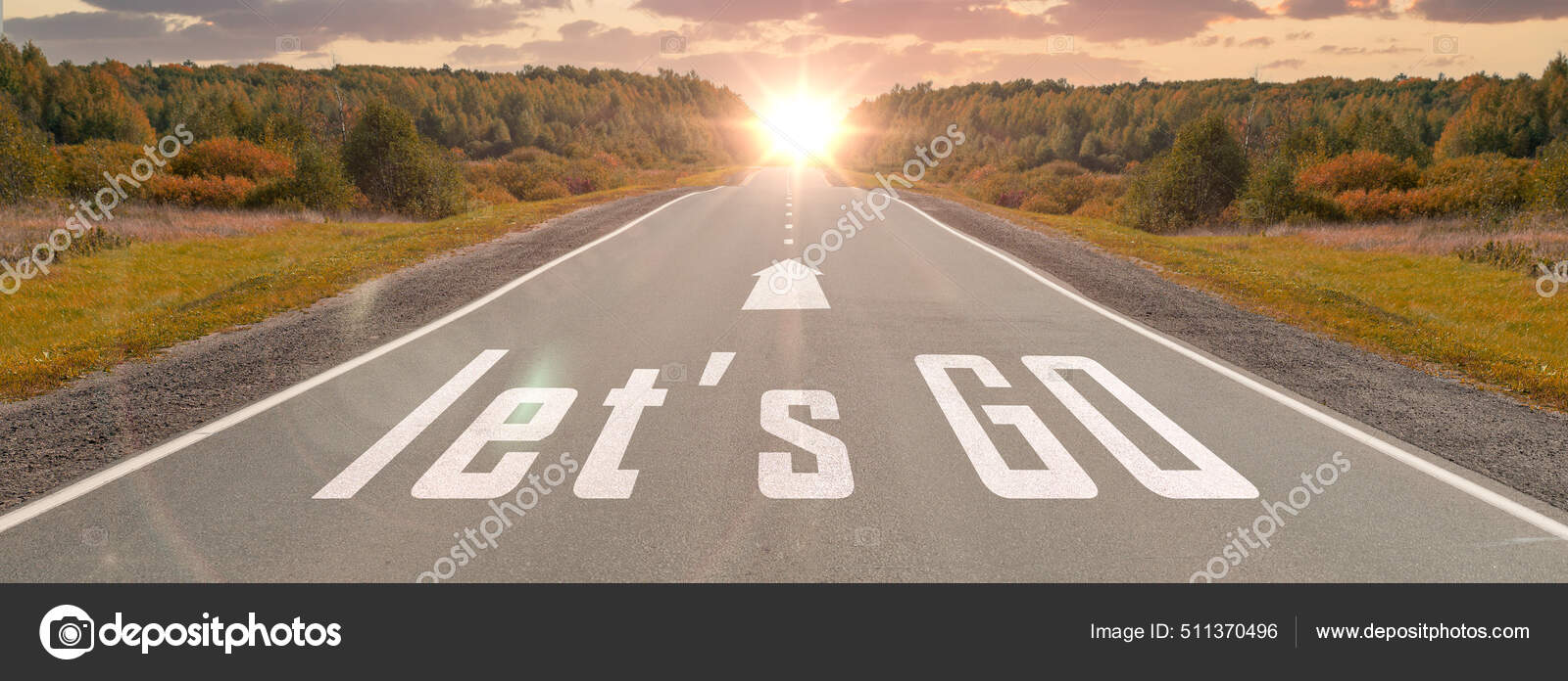 Word Let's Written Highway Road Middle Empty Asphalt Road Beautiful ...