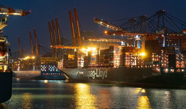 The impressive Port of Hamburg with its huge container terminals ...