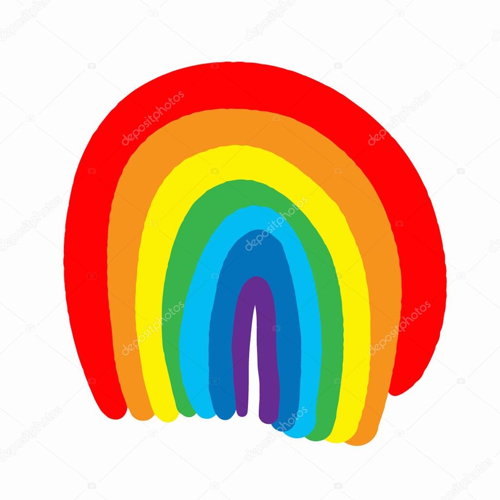 Hand drawn rainbow doodle symbol vector scribble illustration Stock ...
