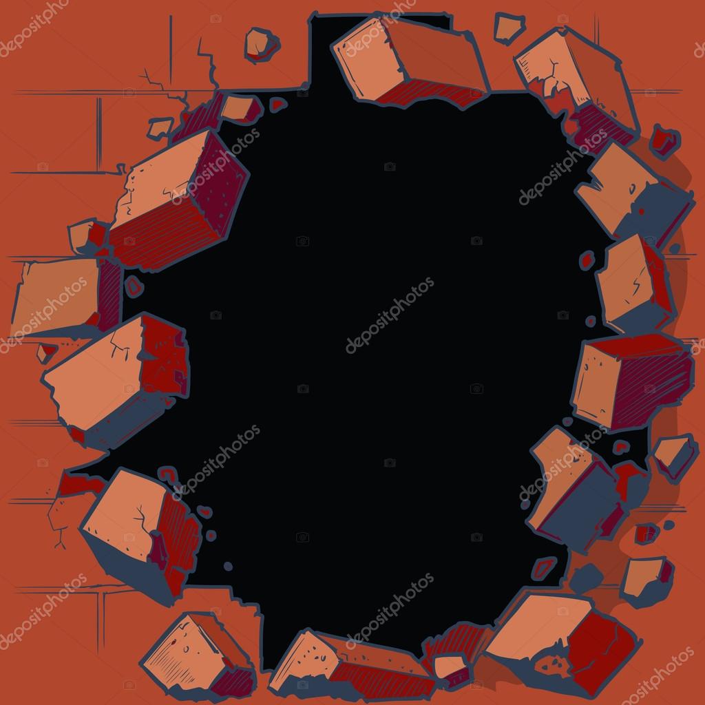 Hole Breaking Through Red Brick Wall Stock Vector Image by ©Dolimac ...