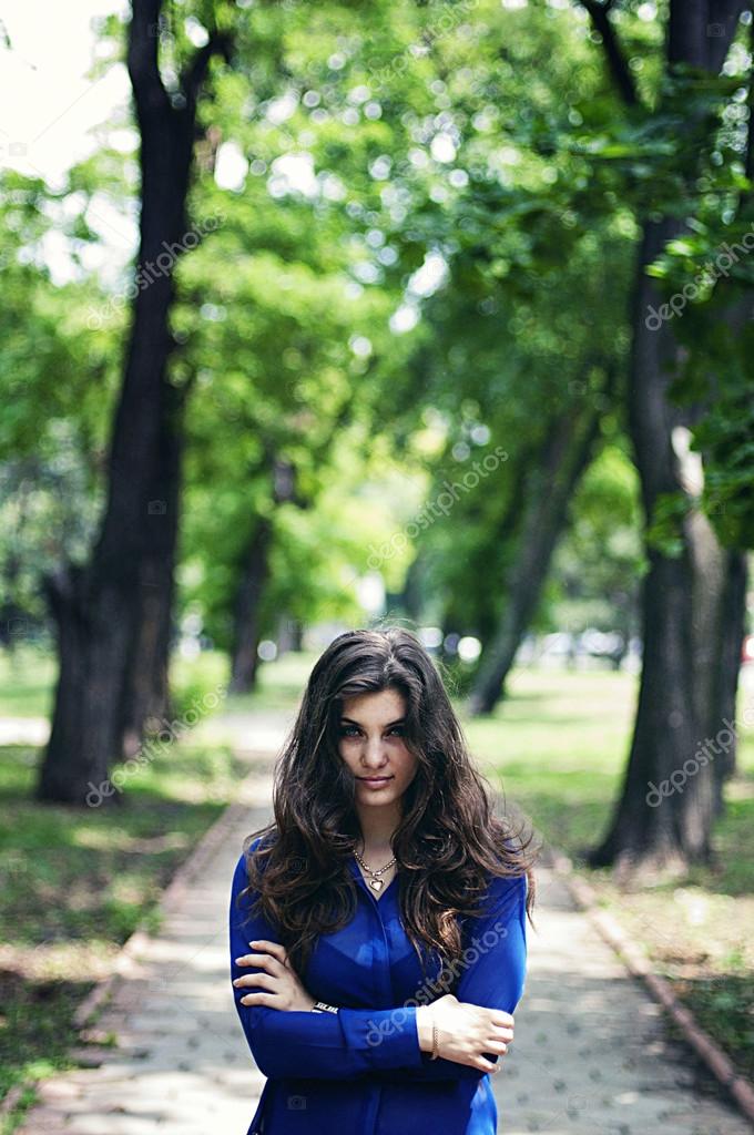 Portrait Of A Beautiful Young Girl Outdoors Outdoors Portrait O Stock