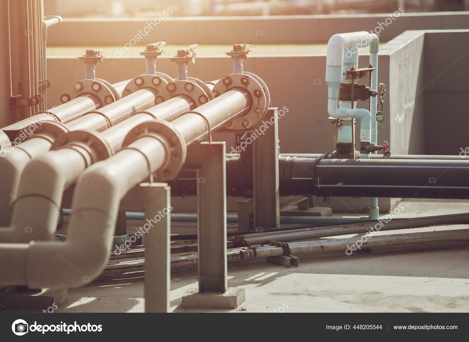 Old Water Pipe System Rooftop Building Vintage Color Tone Stock Photo ...