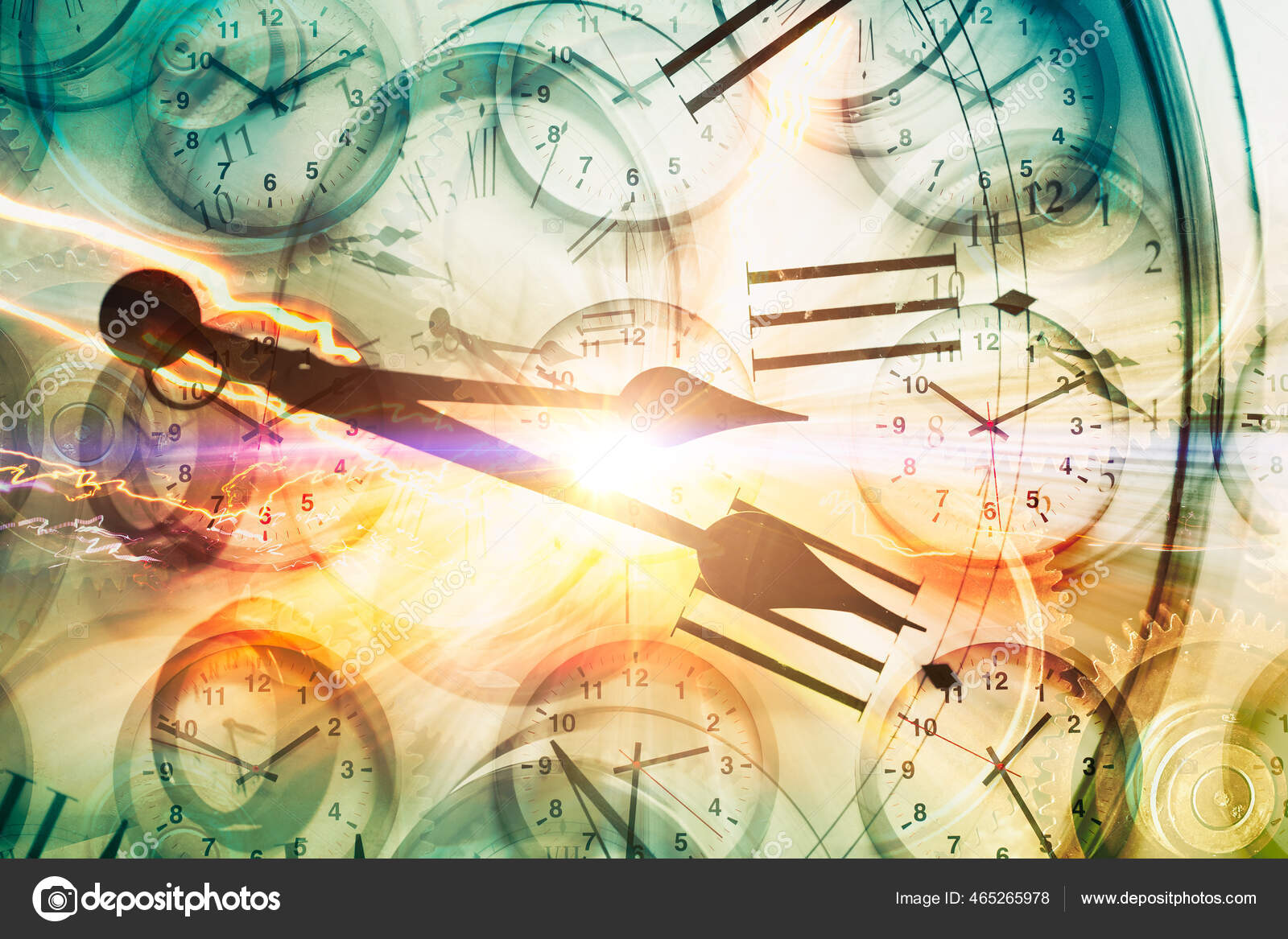 Time Travel Time Machine Concept Times Clocks Overlay Light Trail ...