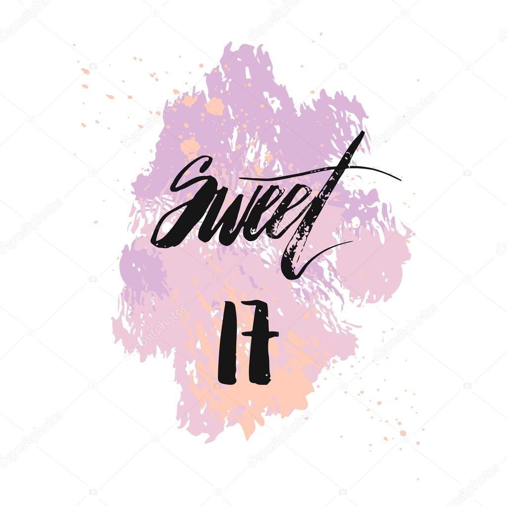 Word seventeen retro typography lettering decorative text Stock Vector ...