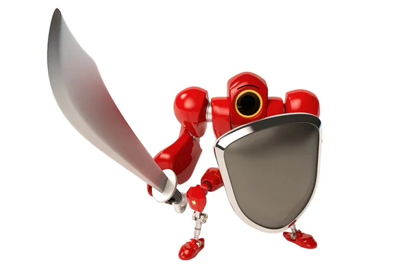 Red robot holding sword and shield Stock Photo by ©holmessu 101288962