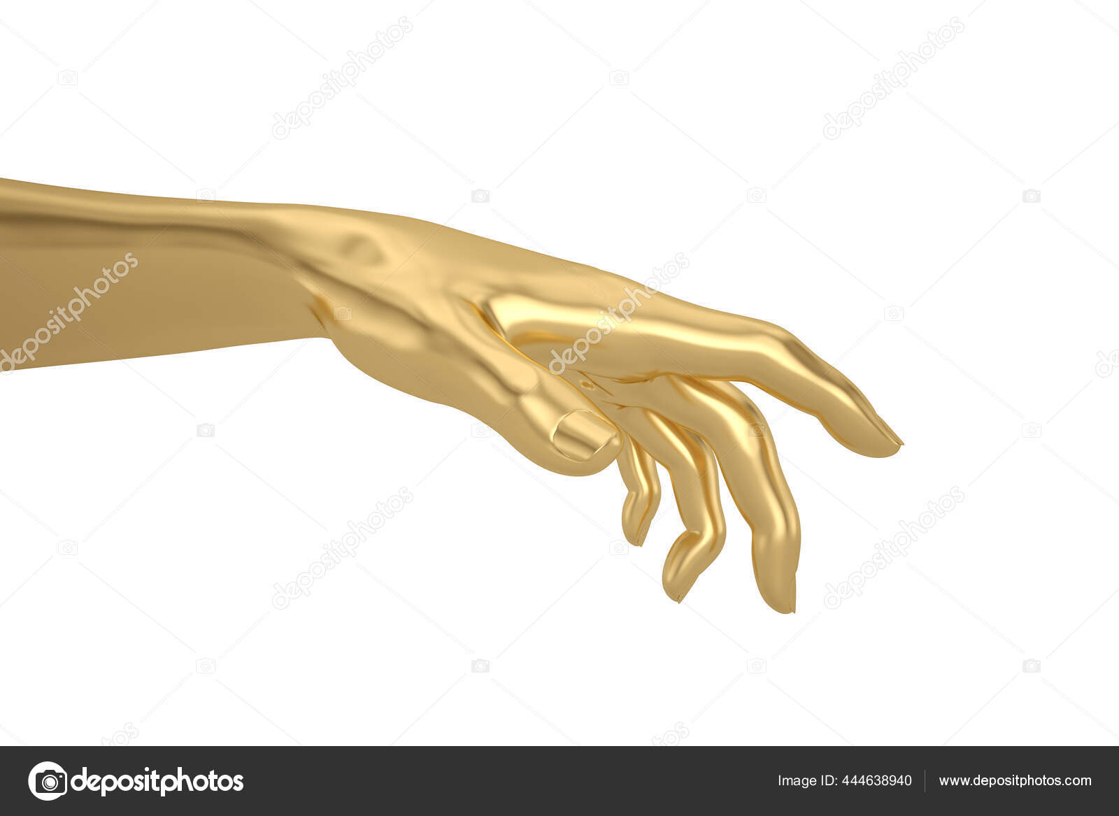 Gold Hand Isolated White Background Rendering Illustration — Stock ...