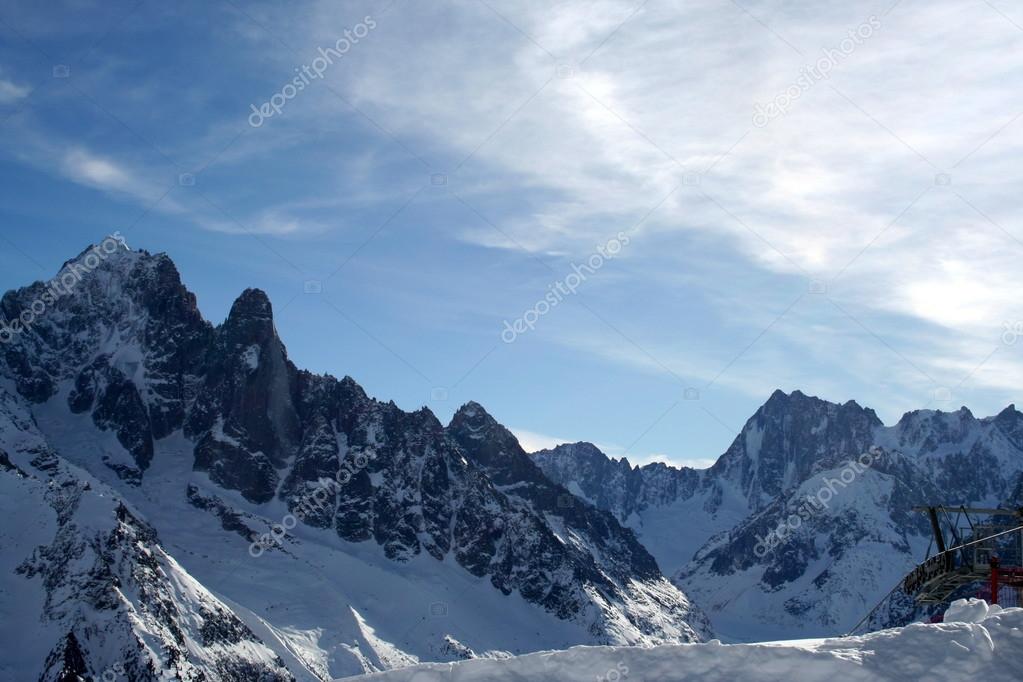 Mont Blanc and Chamonix, mountain panoramic view. — Stock Photo © mkopteva.gmail.com #104098128