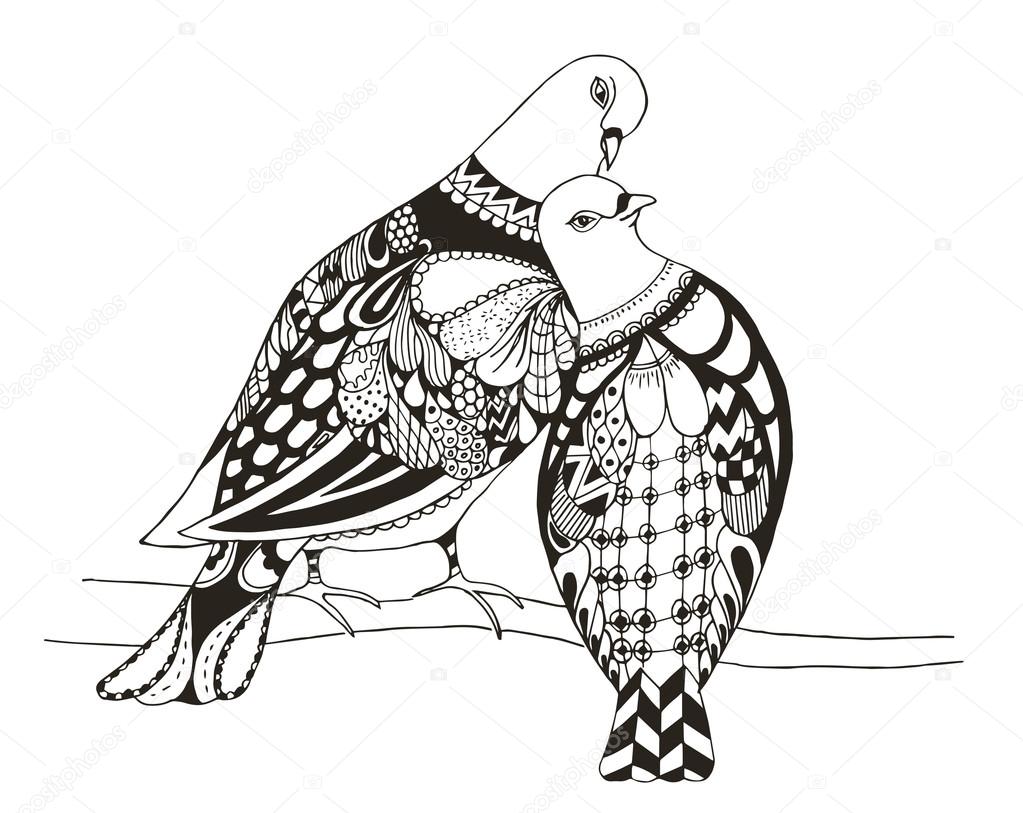 Two Birds Clipart Black And White