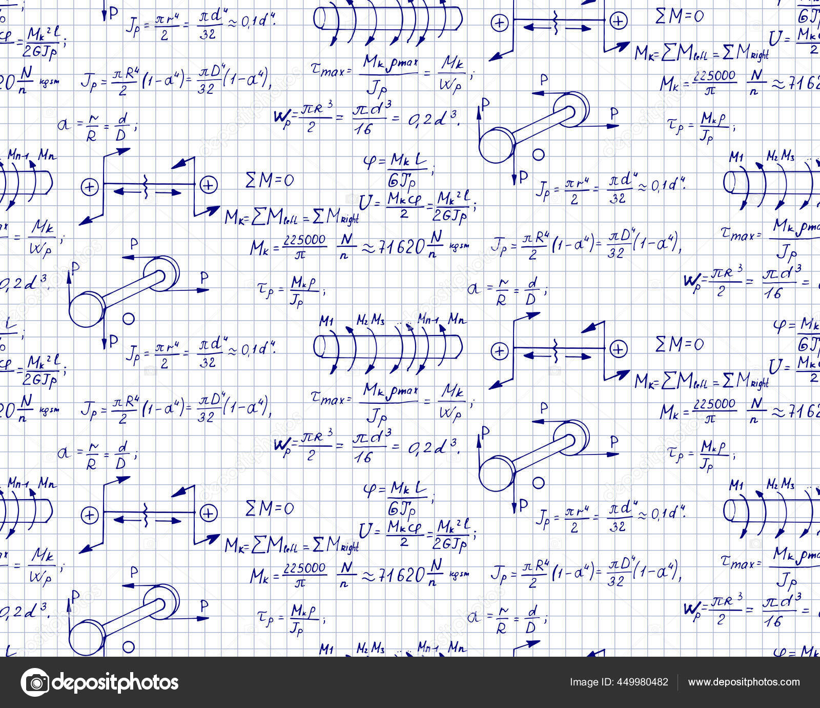 Rotation Mathematical Formulas Physical Equations Outlines Notebook ...