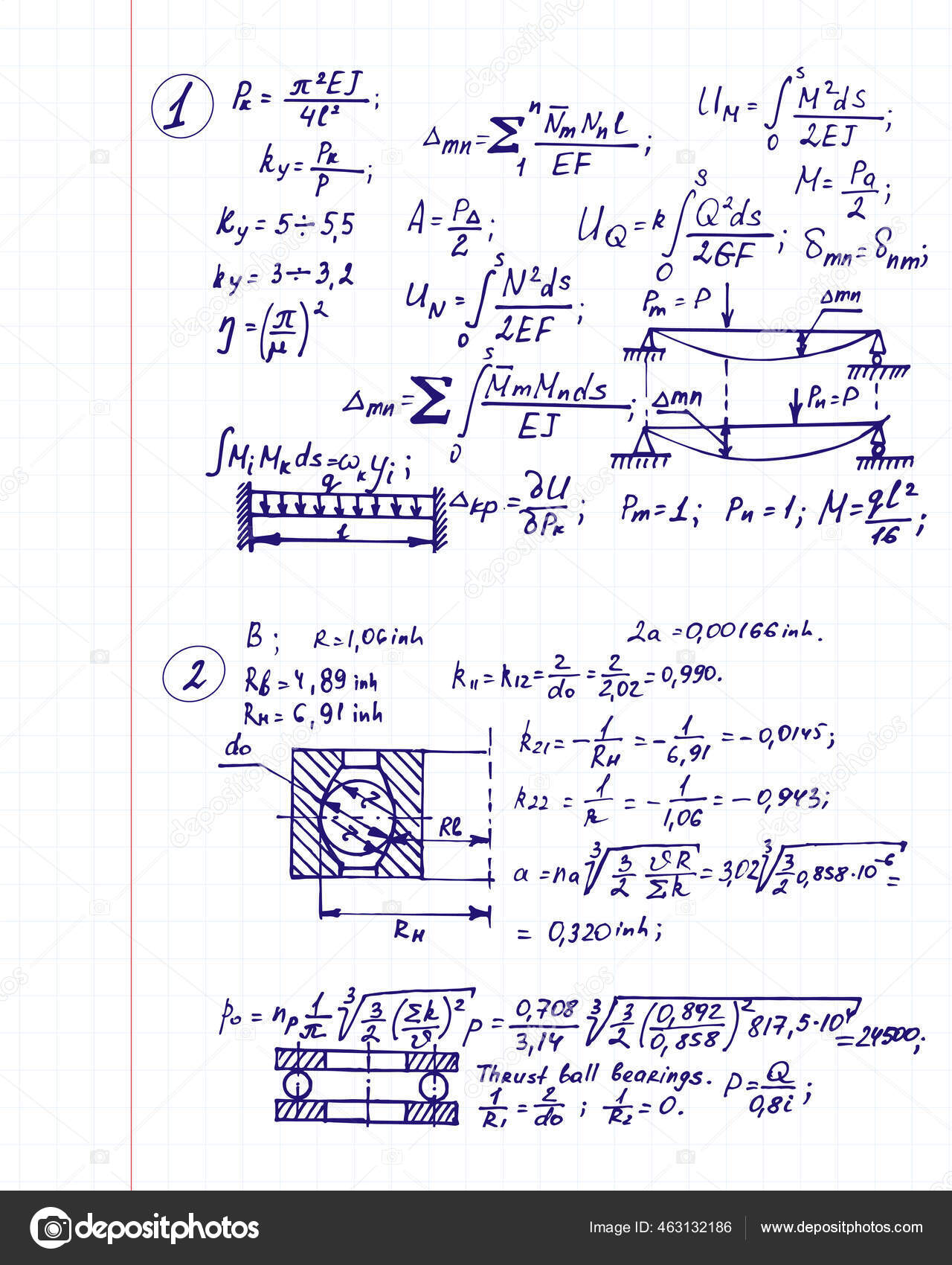 Retro Vector Background Physics Formulas Equations Outlines Notebook Page College Stock Vector ...