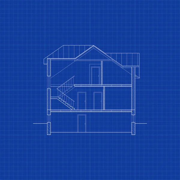 Architectural Modern Background Cross Section Suburban House Vector ...