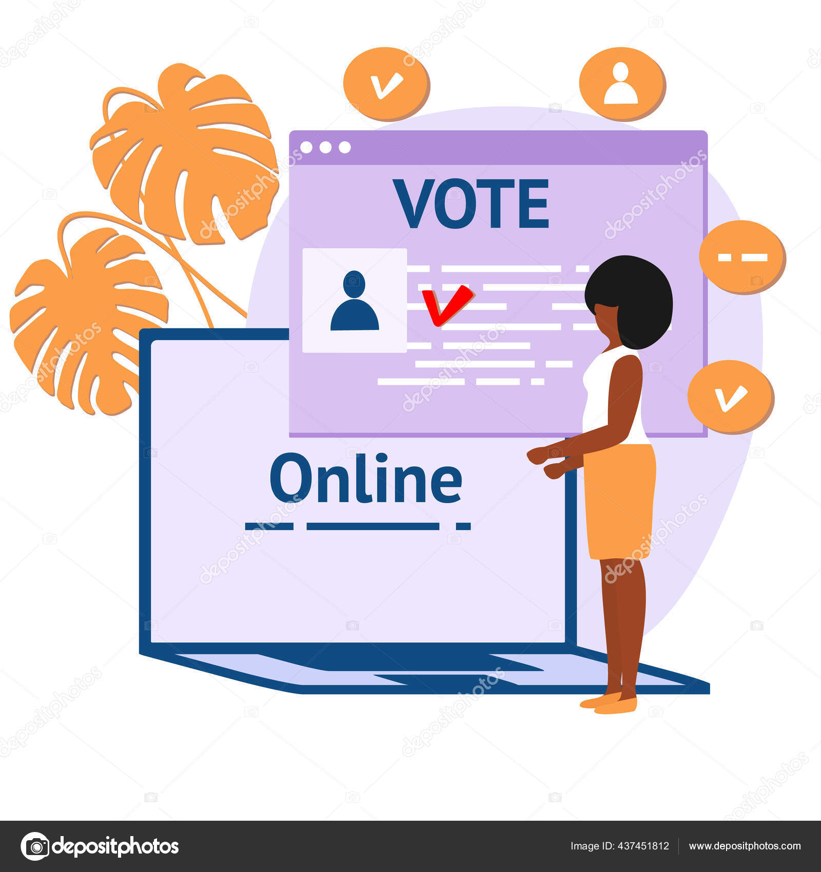 Vector Illustration People Vote Online Candidate Laptop Election ...