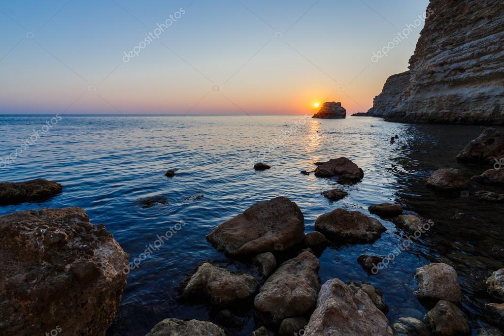 Images: rocky seashore | Sunset on the rocky seashore — Stock Photo ...