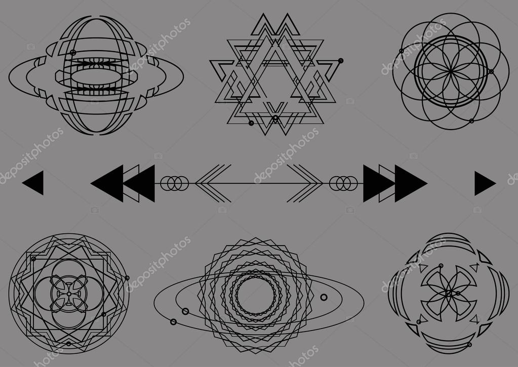 Sacred geometry, vector graphic design elements. Set Stock Vector Image ...