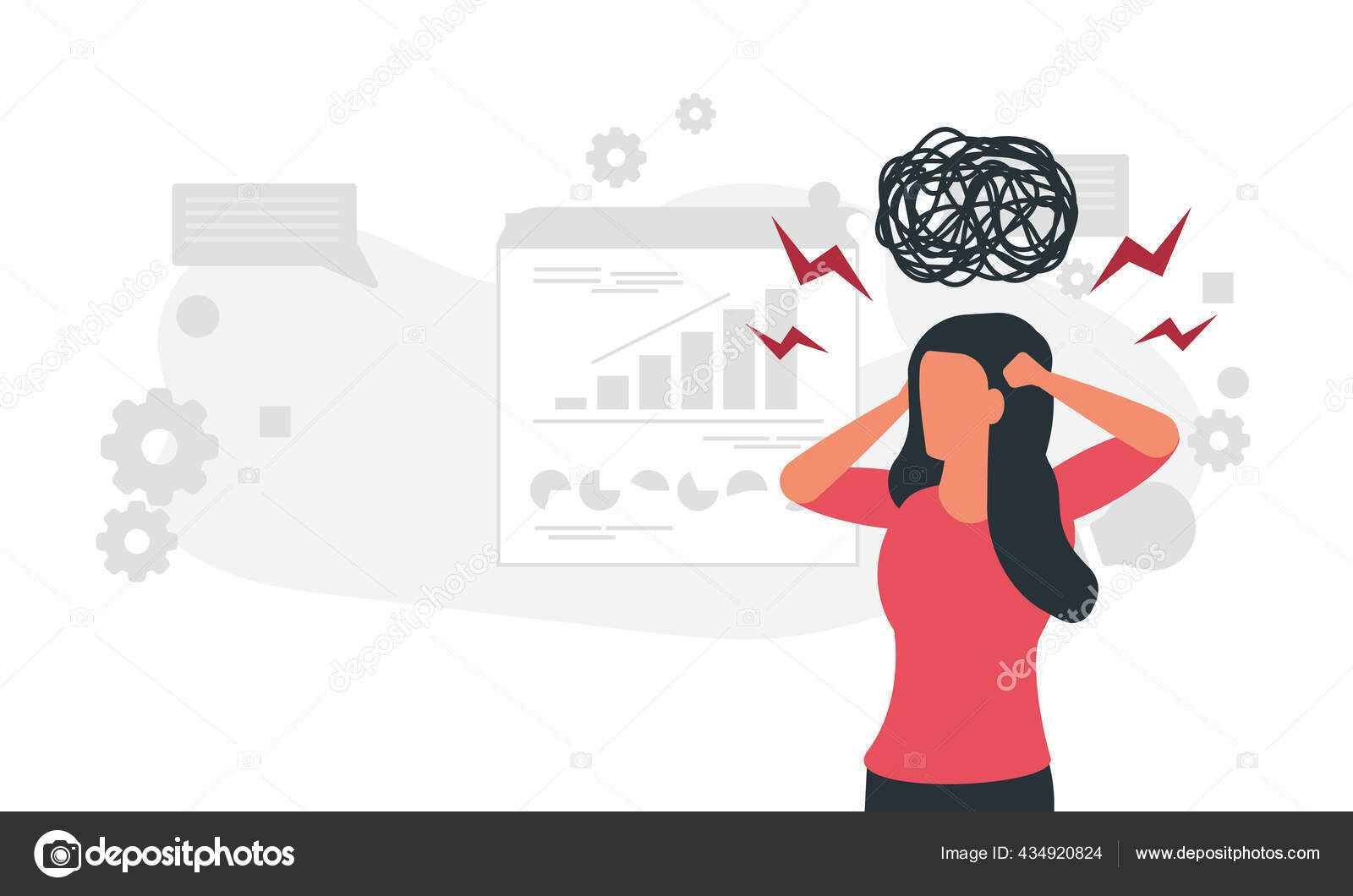 Woman Stressed Work People Depression Headache Work Process Health ...