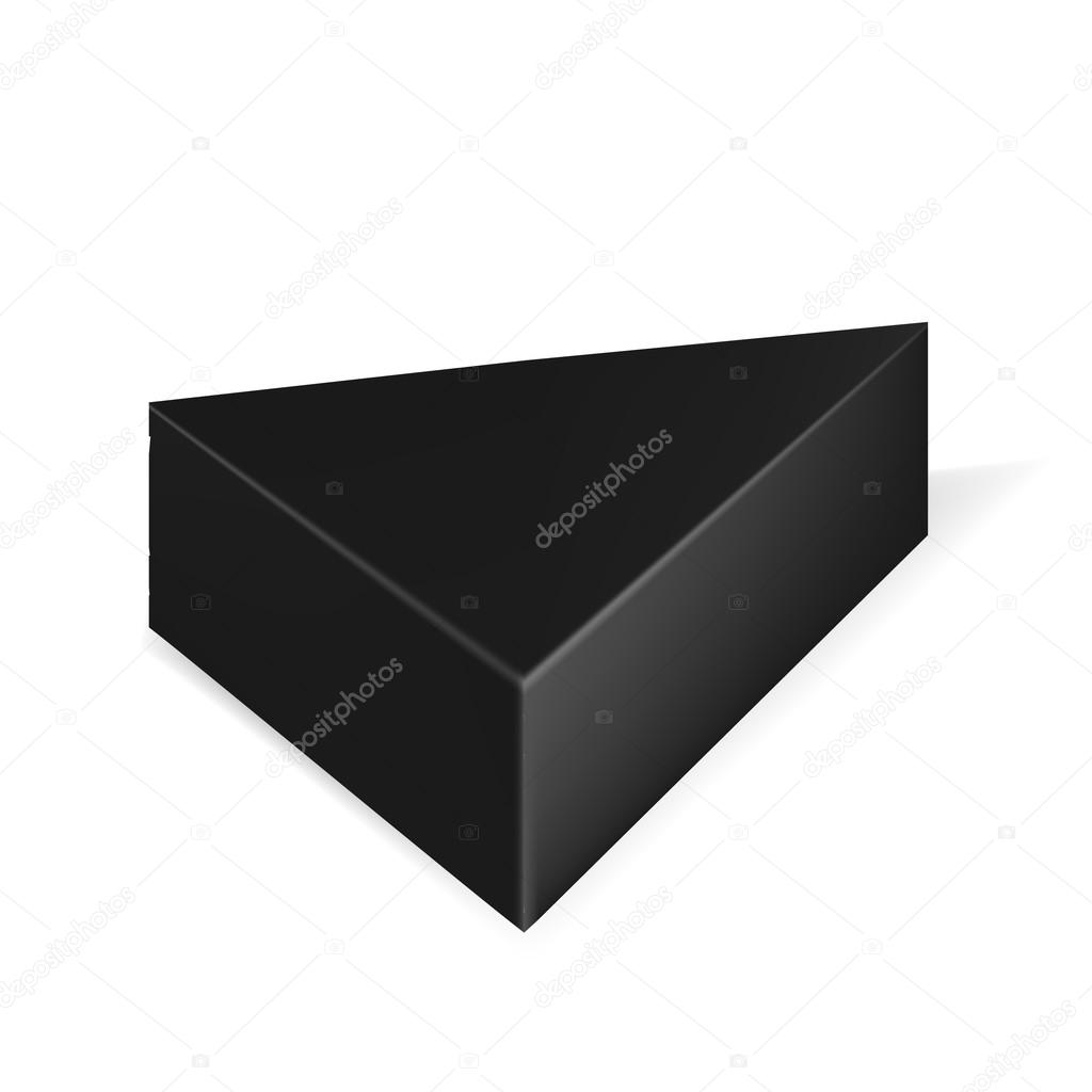 VECTOR PACKAGING: Black triangle packaging box on isolated white ...