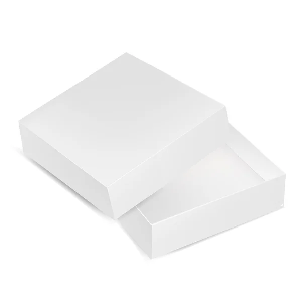 VECTOR PACKAGING: Top view of open white gray packaging box on isolated ...