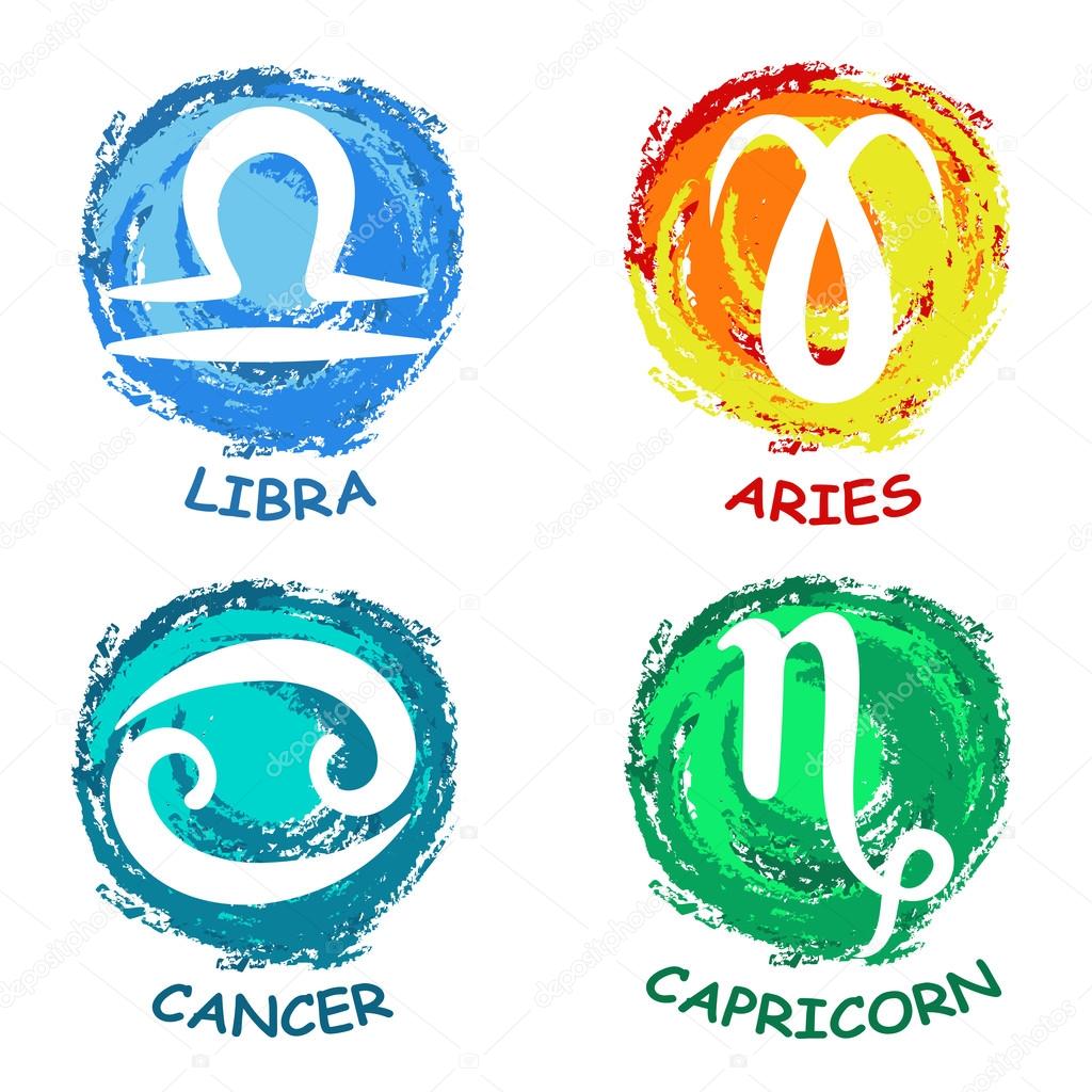 Zodiac signs. Zodiac icons. Set of round zodiac icons. Aries, Li Stock ...