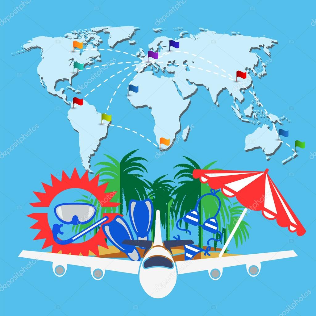 Travel background with word map Stock Vector by ©vectortatu 113592792