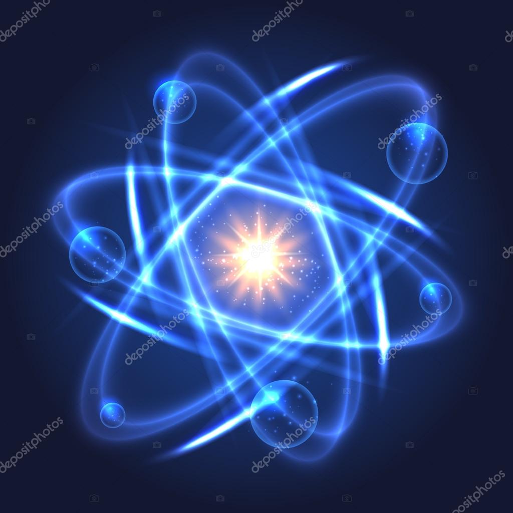 Modelo de átomo nuclear brillante vector, gráfico vectorial ...