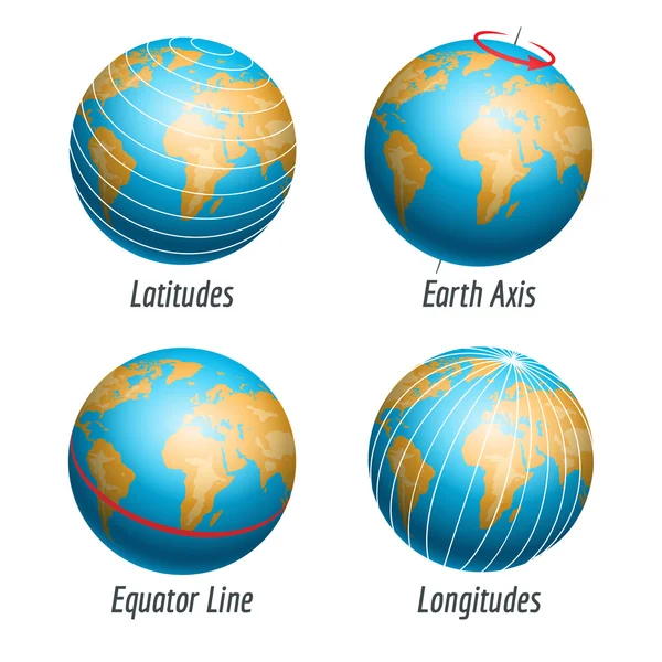 Earth icons with latitudes longitudes lines Stock Vector Image by ...