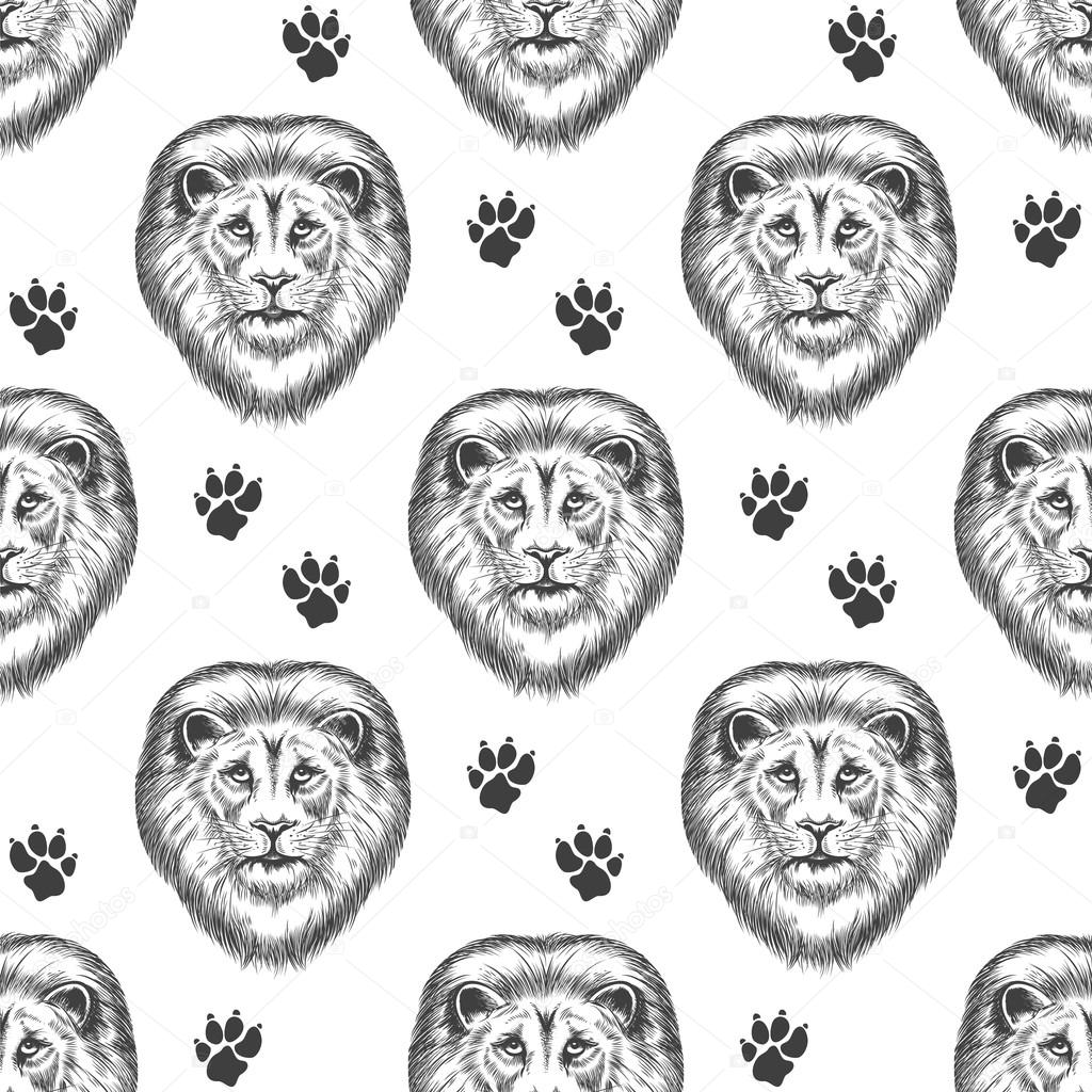 Seamless pattern with lion head Stock Vector Image by ©vectortatu ...