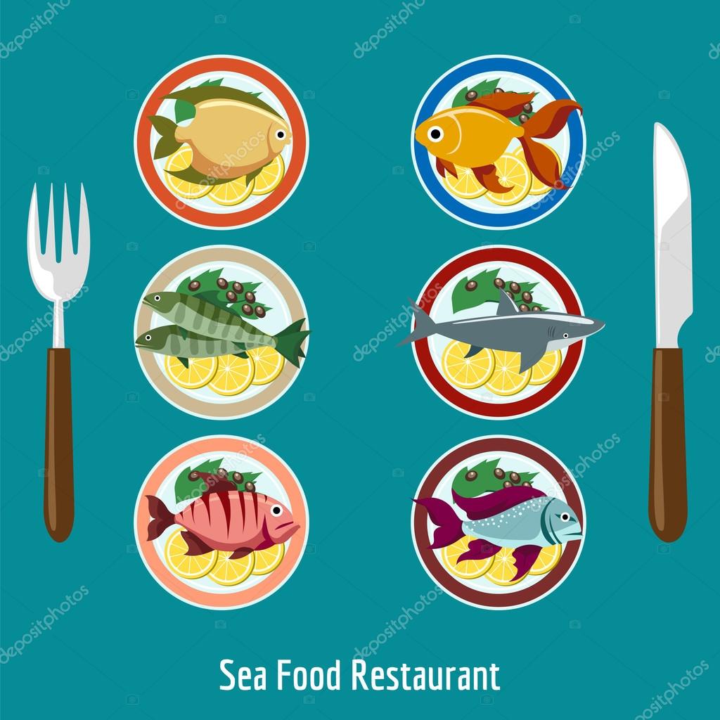 Set of fish dishes Stock Vector by ©vectortatu 121601808