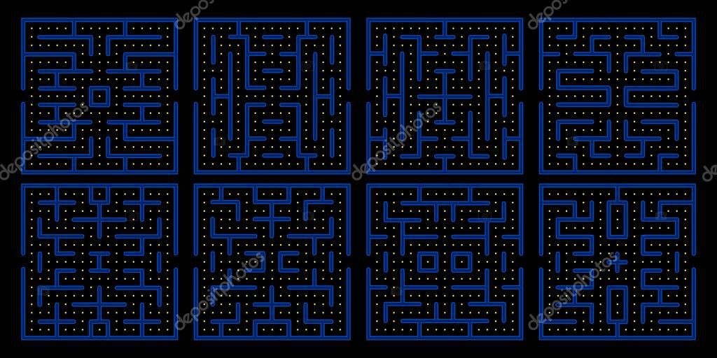 Pac hombre juego laberinto conjunto Vector de Stock de ©vectortatu ...