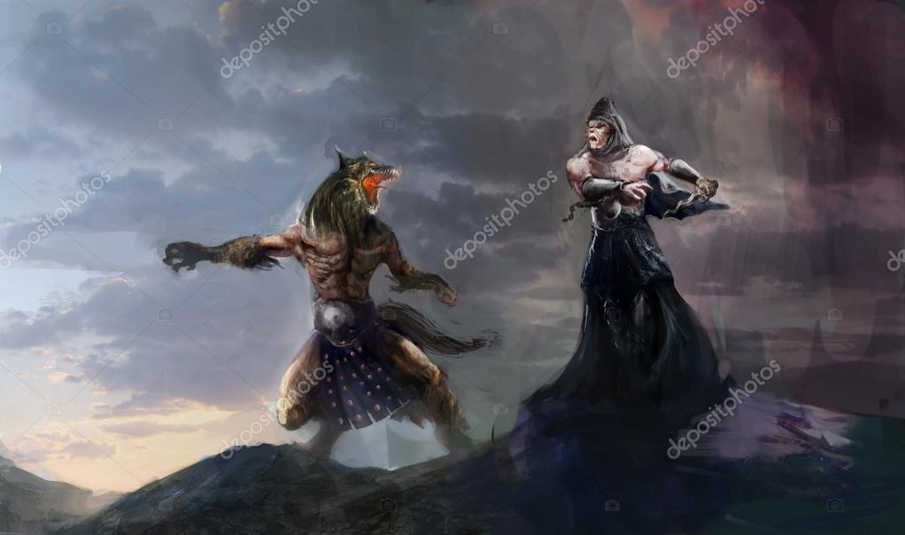 Battle of immortals werewolf vs vampire — Stock Photo © vukkostic91 ...