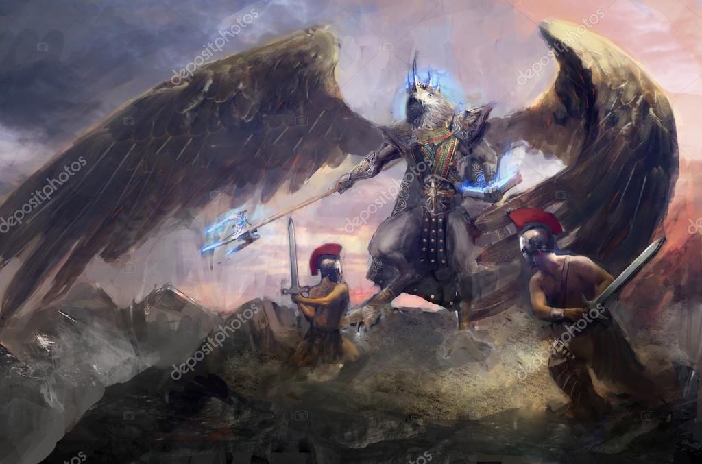 The king of good Ra fighting Greek demigods ⬇ Stock Photo, Image by ...