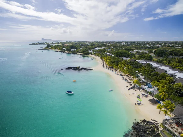 Mauritius beach aerial view of Merville Beach in Grand Baie, Pereybere ...