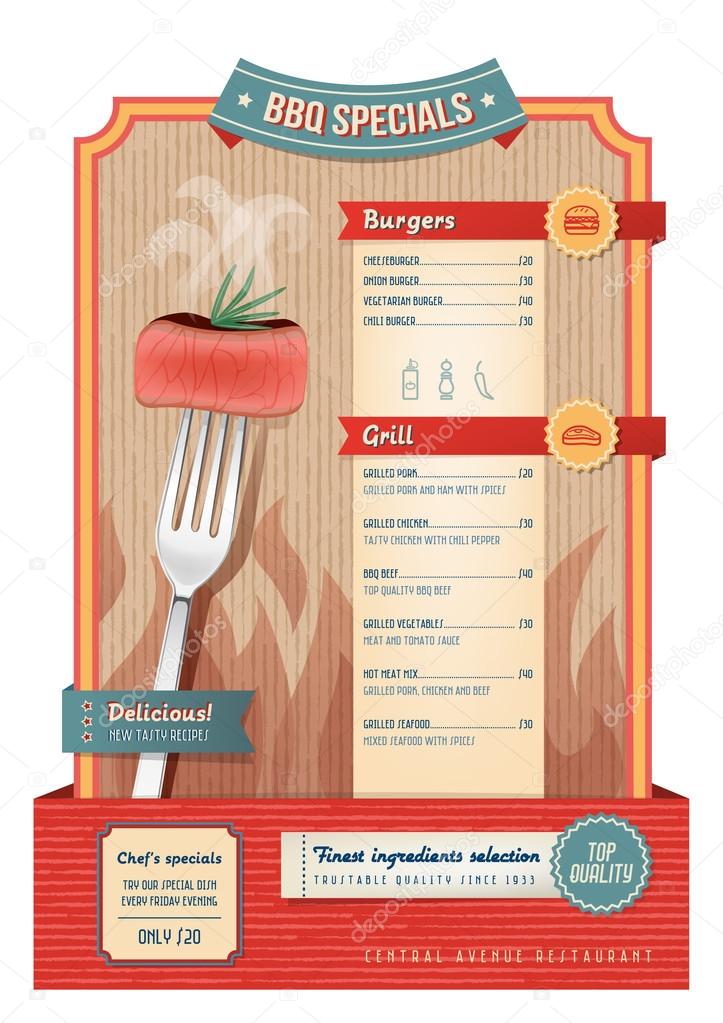 Vintage grill and bbq menu Stock Vector Image by ©elenabs #102248612